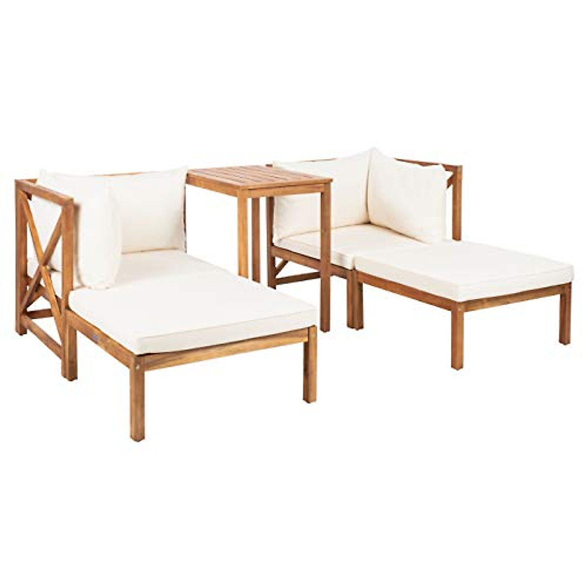 Safavieh PAT6762A Outdoor Collection Ronson Natural and Beige 5-Piece Dining Set