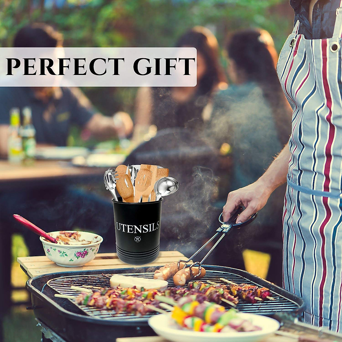 Steelware Central Utensil Holder Large Crocks Kitchen (black)