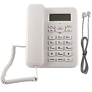 Eboxer Corded Telephone, Large Button Business Landline Phone, DTMF FSK Dual System, with LCD Screen Display, 16 Ringtones, for Household Hotel Domestic Home Office, White