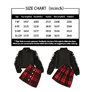 YOURUIKEY Girl Skirt Sets Casual Winter Fall Dresses Cute Clothes Outfit for Girls(11-12Y)