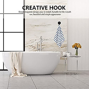 DOITOOL Wreath Hook Magnetic Garland Hanger Heavy Duty Magnet Wall Hooks Coat Hook Kitchen Wall Hanger for Home Bedroom Decoration Black Scratch- Free Silver Hangers