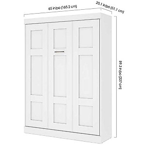 Pemberly Row Edgar Easy-Lift Dual Piston Queen Size Murphy Wall Bed in White