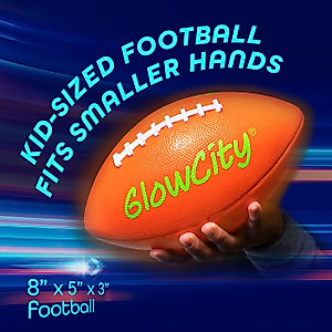 GlowCity Glow in The Dark Football - Light Up, Youth Size Footballs for Kids - LED Lights and Pre-Installed Batteries Included﻿