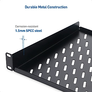 Cable Matters 1U Server Rack Shelf for 19" Rack & Cabinet, 10" Depth with 55lbs Weight Capacity (Rack Mount Shelf) in Black