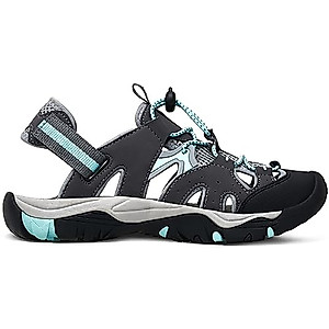 atika Women Athletic Outdoor Sandal, Closed Toe Lightweight Walking Water Shoes, Summer Sport Hiking Sandals, Phoenix Dark Grey & Aqua, 9