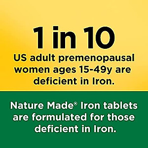 Nature Made Iron 65 mg (325 mg Ferrous Sulfate) Tablets, Dietary Supplement for Red Blood Cell Support, 365 Tablets, 365 Day Supply Bunde with Weekly Pill Organizer