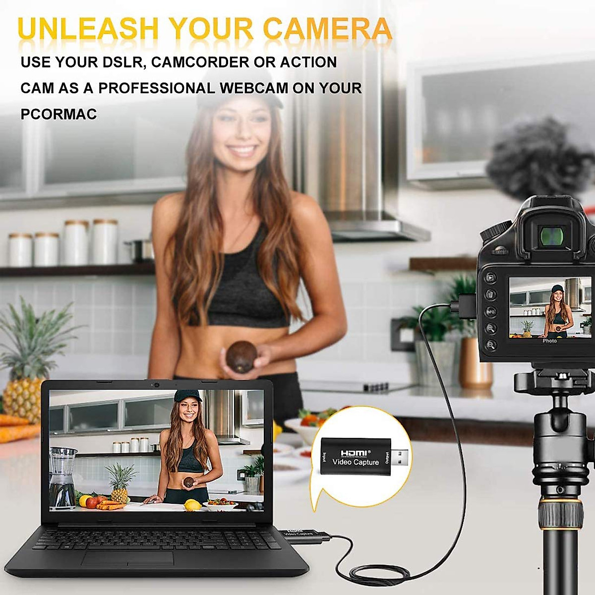 Audio Video Capture Cards, AWADUO HDMI to USB 2.0 - High Definition 1080p 30fps - Record Directly to Computer for Gaming/Streaming/Teaching/Video Conference or Live Broadcasting