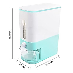 SUT 22.5 Lbs Rice Dispenser, Moisture Proof Storage Container, Large Cereal Dry Food Storage Box with Lid, Measuring Cylinder Cereal Dispenser, Household Sealed Grain Container for Kitchen