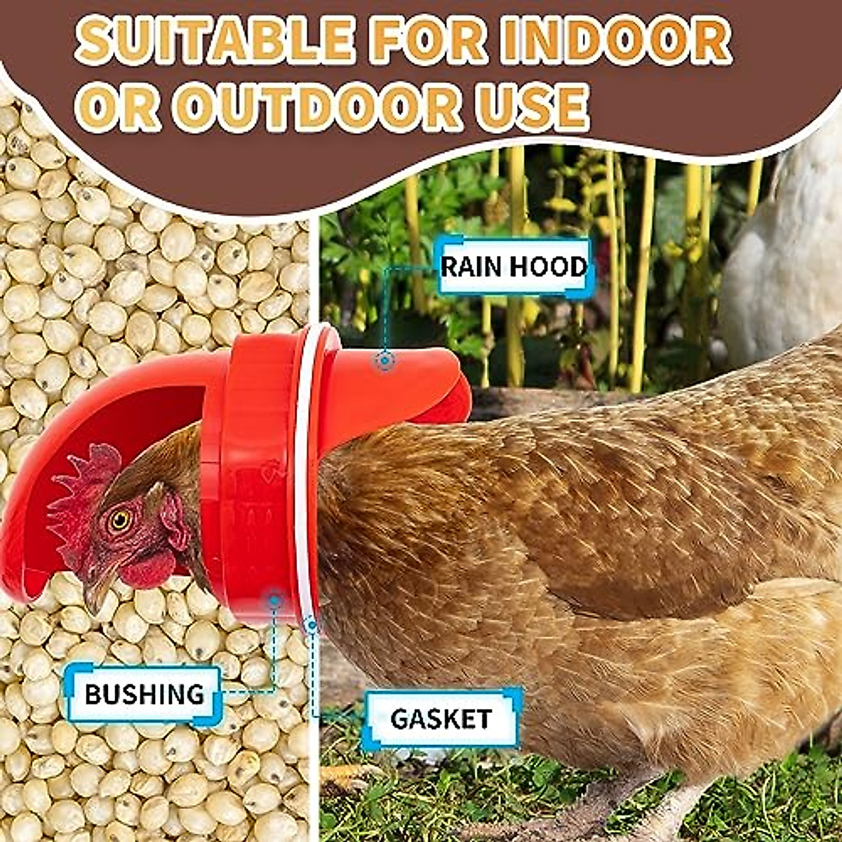 Chicken Feeder and Chicken Drinker Set and（Chicken Leg Bands 20 Pack）,Automatic Poultry Feeder Kit for Chickens,Birds,Turkeys Etc,Leak-Proof and Sun-Proof Chicken Feeder Chicken Water Cups (6pc, red)