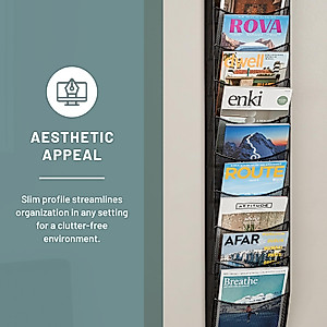Safco Onyx Mesh Magazine Holder, Display Rack with 10 Pockets, Brochure Organizer, Commercial-Grade Steel Construction, Black