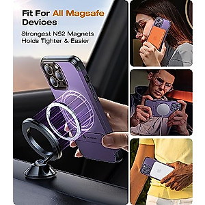 VICMARS Strongest Magnetic for iPhone 14 Pro Max Case with Stand, [Fits Magsafe] [18FT Ultra Shockproof] Dual-Layer iPhone 14 Pro Max Phone Case Men Women, 2X Mil-Grade, Invisible Kickstand (Purple)