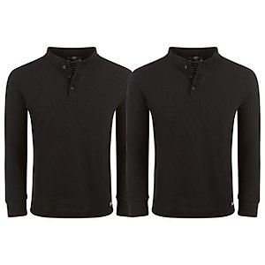 Men's Long Sleeve T Shirt - 2 Pack Thermal Henley Shirts for Men - Ultra Soft Long John Shirts for Men - Thermal Undershirt for Men - Long Sleeve Shirt Pack