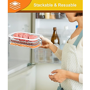 Deli Meat Container for Fridge,Bacon Lunch Meat Container for Refrigerator Stackable 3 Layers Food Storage Boxes with Lid for ColdCuts, Salami, Deli, Meal Prep Containers，BPA Free，18.60z，3Pack