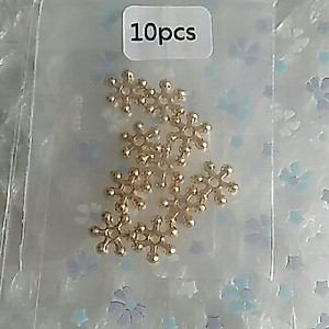 GENIGW 10PCS 14K Gold Color Plated Snowflake Beads Spacer Beads DIY Jewelry Accessories
