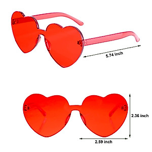Gejoy 4 Pieces Heart Shaped Sunglasses for Women Men Christmas Valentine's Day Frameless Glasses()