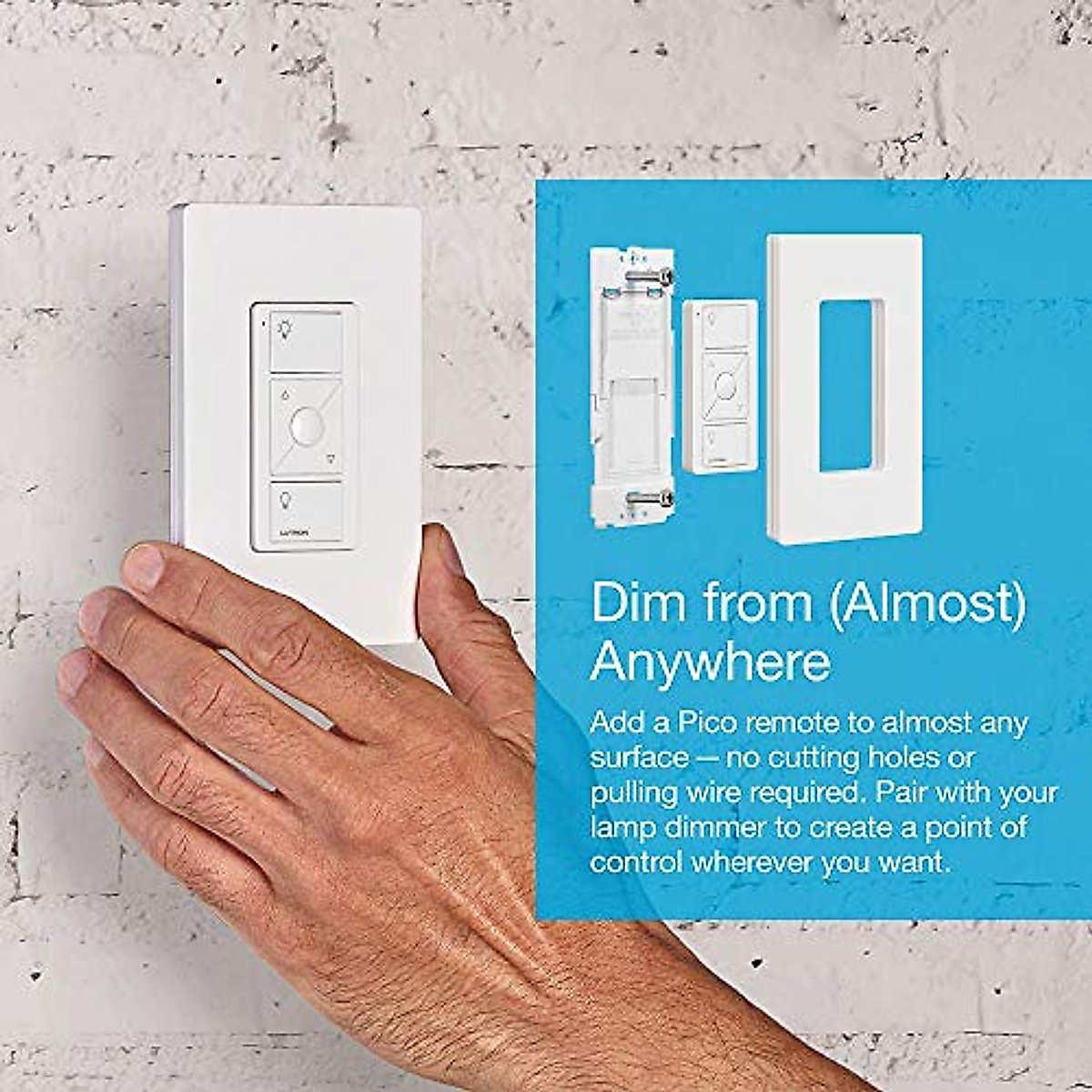 Lutron Caseta Smart Start Kit for Lamps, Plug-In Lamp Dimmer with Smart Bridge and Pico remote, Compatible with Alexa, Apple HomeKit, and the Google Assistant | P-BDG-PKG1P | White