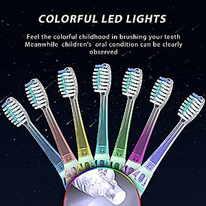 Kids Electric Toothbrushes,Sonic Battery Powered Tooth Brush with Smart Timer,Waterproof Deep Clean for Children and Toddlers Age 3+,Travel with 3 Soft Brush Heads,Cute Colorful LED Light (Green)