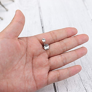 Sllaiss 925 Sterling Silver Belly Button Rings for Women Men 14G Austria Crystals Studs Piercing Screw Navel Bars Body Piercing Jewelry