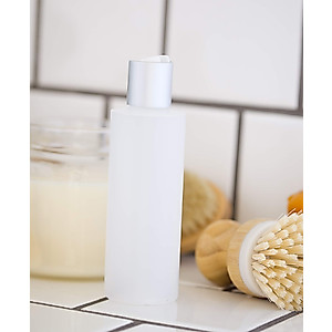 JUVITUS 6 oz Clear Natural Refillable Plastic Squeeze Bottle with Silver Disc Cap (3 Pack)