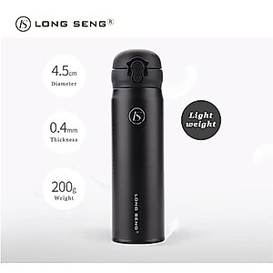 LONG SENG Insulated Water Bottle, Black 17 OZ Double Walled Leak Proof 316 Stainless Steel Water Bottle Vacuum Insulated Metal Water Bottle BPA-Free Sports Water Bottle For Man Woman Adults