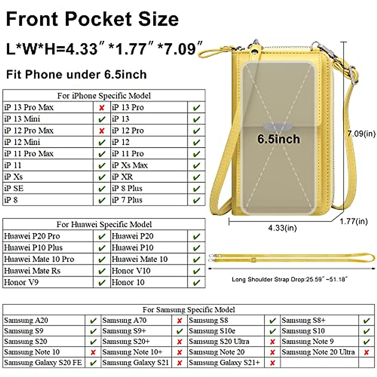 KUKOO Small Crossbody Bag Cell Phone Purse Wallet with Credit Card Slots for Women