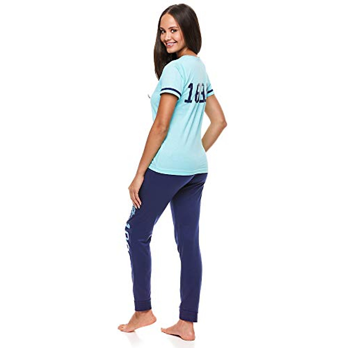 U.S. Polo Assn. Womens Pajama Set - Short Sleeve Shirt and Pajama Pants Sleepwear and Lounge Sets for Women (Mint W/Pockets, Large)