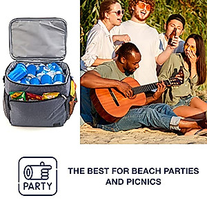 GLOGEX Portable Soft Sided Cooler Bag - Modern Picnic Lunch Bag - Foldable Soft Cooler Insulated and Leak Proof for Travel, Camping, Beach Picnic, Shopping, Fishing, Food Delivery, Keeps Warm, Cold