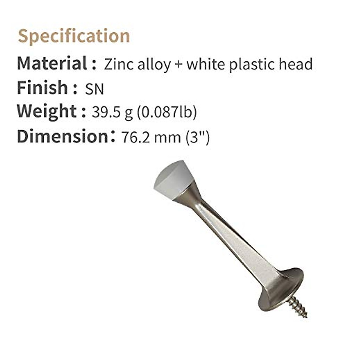 Greatim GT-DS 3 inch Heavy Duty Solid Rigid Door Stop, Zinc Die Cast Door Stopper, Soft Bumper Tips, Zinc Alloy, Silver, 5 Pack (SN)