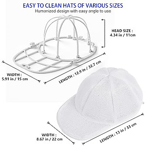 Hat Washer Cage Hat Cleaner Hat Washer for Baseball Caps for Washing Machine or Dishwasher for Flat & Curved Hats, White (2-Pack)