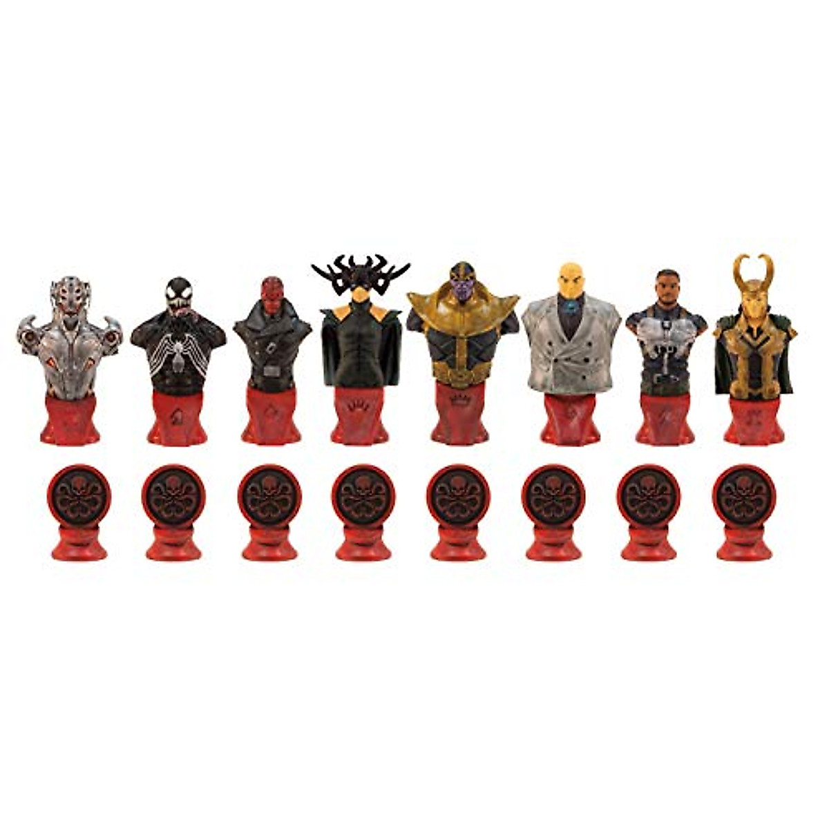 Marvel Collector's Chess Set | Custom Sculpted Chess Pieces Marvel Superheros & Villains | Iron Man & Thanos as King | Captain Marvel & Hella as Queen | Officially Licensed Marvel Chess Set