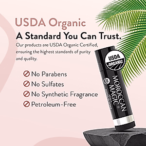 Organic Moroccan Magic Lip Balm 3 Pack | Original Unscented Lip Balm Set | Chapsticks for Dry Lips | Made with Natural Argan, Essential Oils Lip Moisturizer and Vitamin E | Smooth Application