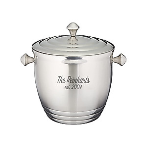 Lenox Tuscany Classics Personalized 96oz 18/10 Stainless Steel Ice Bucket with Lid and Handles, Custom Engraved Insulated Metal Ice Bucket for Cocktail Bar, Parties, Bar Cart Accessories