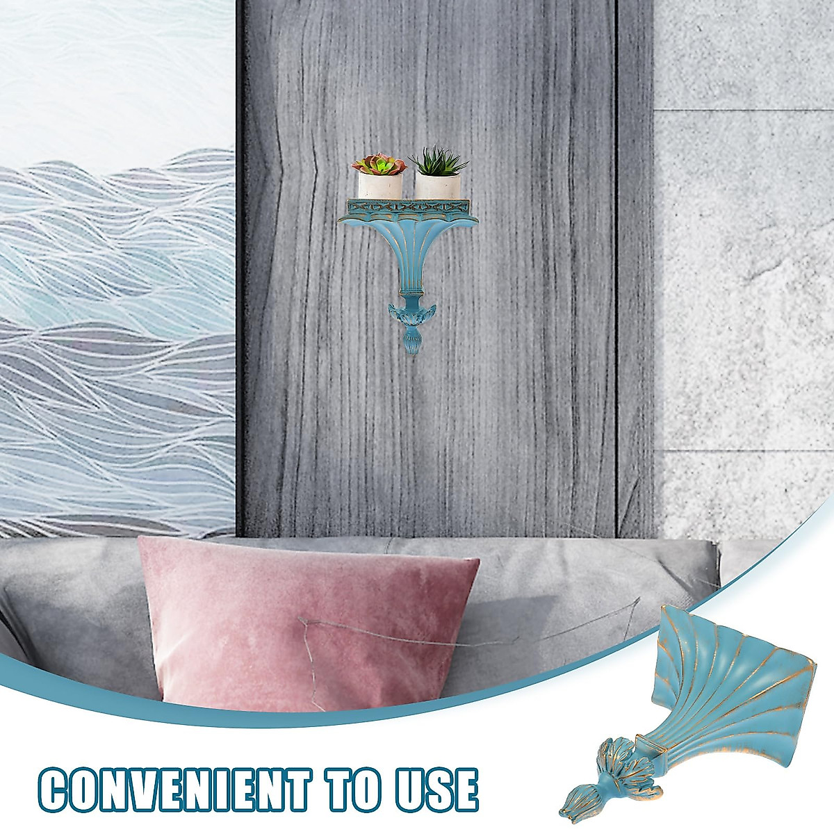 BESTOYARD Floating Shelves Wall Hanging Shelves Storage Racks Hanging Storage Wall Shelf Rustic Resin Wall Shelves for Home Decor Storage Hanging Bathroom Shelves