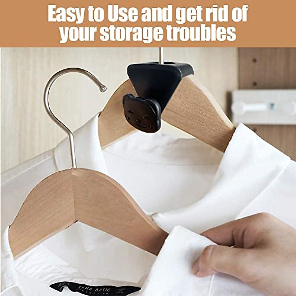 Clothes Hanger Connector Hooks, Space Saving Hanger Hooks for Organizer Closet, AS SEEN ON TV, 18pcs Heavy Duty Cascading Clothes Hanger Hooks to Create Up to 5X Closet Space (Bear)