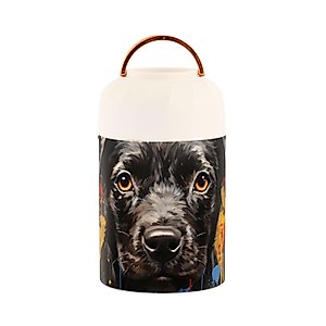 Dog Wall Art Yellow Kids Womens Lunch Insulated Jar with Spoon 17oz/500ml Kids Lunch Container Stainless Steel Vacuum Portable Thermo Container for Keep Warm Food