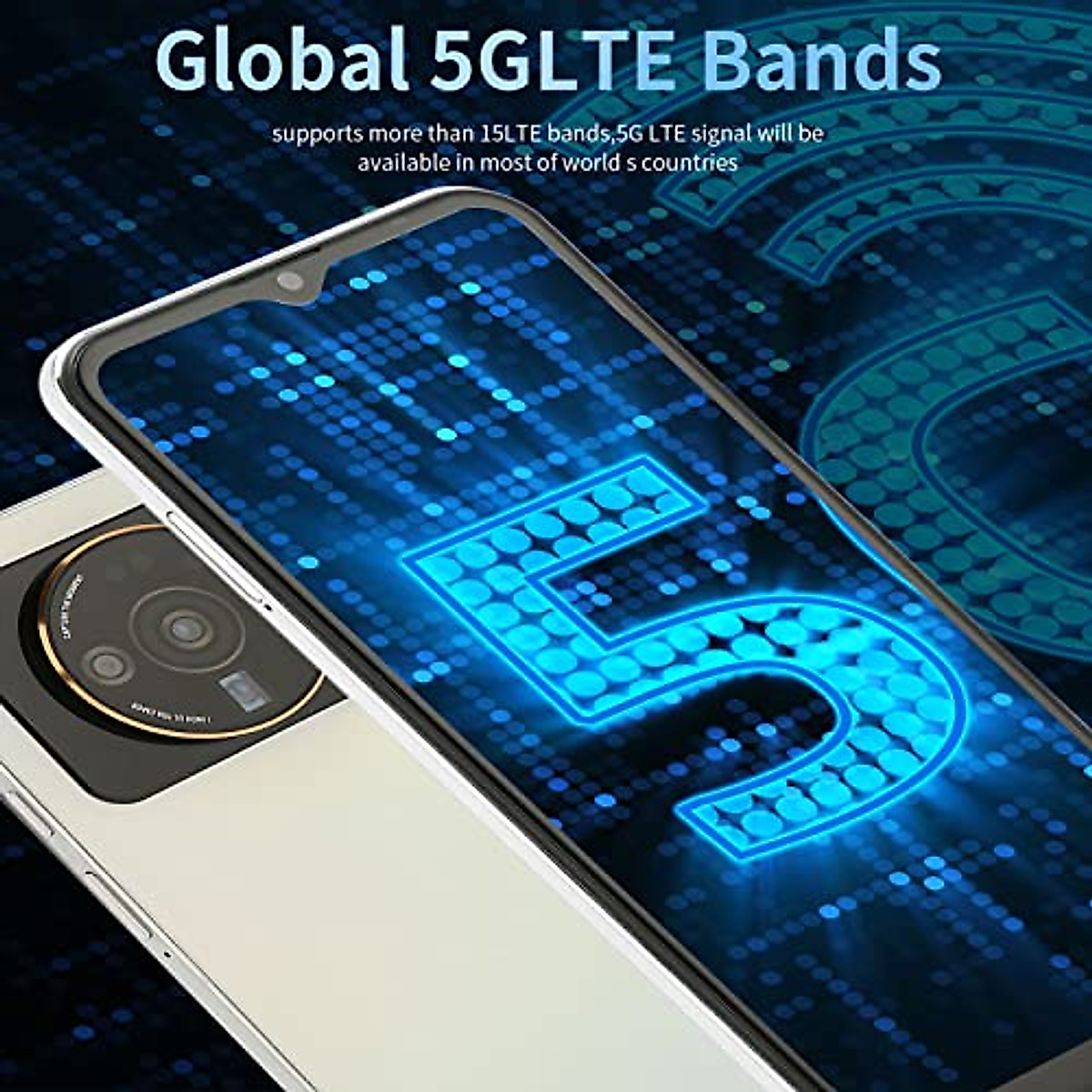 White Smartphone Mobile Phone 4000mAh 6.5 Inch Dual SIM Dual Standby 6 and 256G ABS 5G Network for Every Day (US Plug)