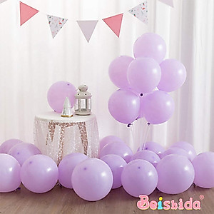 BEISHIDA 100Pcs Lavender Balloons 10 Inch Pastel Purple Balloons Pearl Purple Balloon Latex Helium Balloons For Birthday Wedding Baby Bridal Shower Party Decorations Supplies