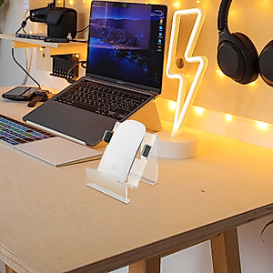 CaSZLUTION Acrylic Mouse Holder Stand, Desktop Vertical Mount Stand Base for Wired and Wireless Mouse, Universal Computer Mouse Display Stand PC Gaming Mouse Organizer Holder - Clear