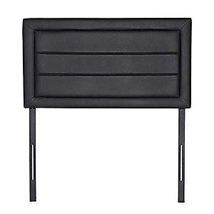 VECELO Faux Headboard Upholstered Heaboards Banded Tufted Modern Bed Backboard, Twin Size, Twin/Twin XL, Leather Black