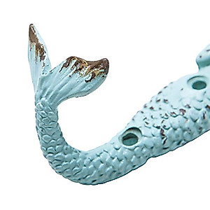 SOFFEE DESIGN Set of 2 Mermaid Shape Metal Wall Coat Hooks, Farmhouse Decoration Wall Mounted Hanging Racks Coat Hooks for Keys, Towels, Clothes, Scarf, Bag