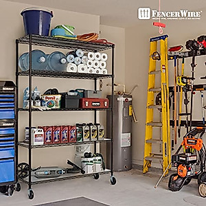 Fencer Wire NSF Commercial Heavy Duty Wire Shelving w/Wheels, Leveling Feet & Liners, Kitchen Storage Shelf, Garage Shelving Storage, Utility Wire Rack Storage Shelves, w/Liner, 30 x 14 x 64 5-Tier