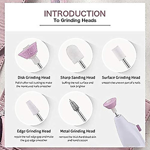 Ntpwenla Electric Nail Drill Nails Art File Electric Manicure Drill Set, Portable Nail Buffer Fingernail Grinder Kit Multi-Function Natural Toe Nail Polisher Grinding Burnishing (Multicolor, One Size)