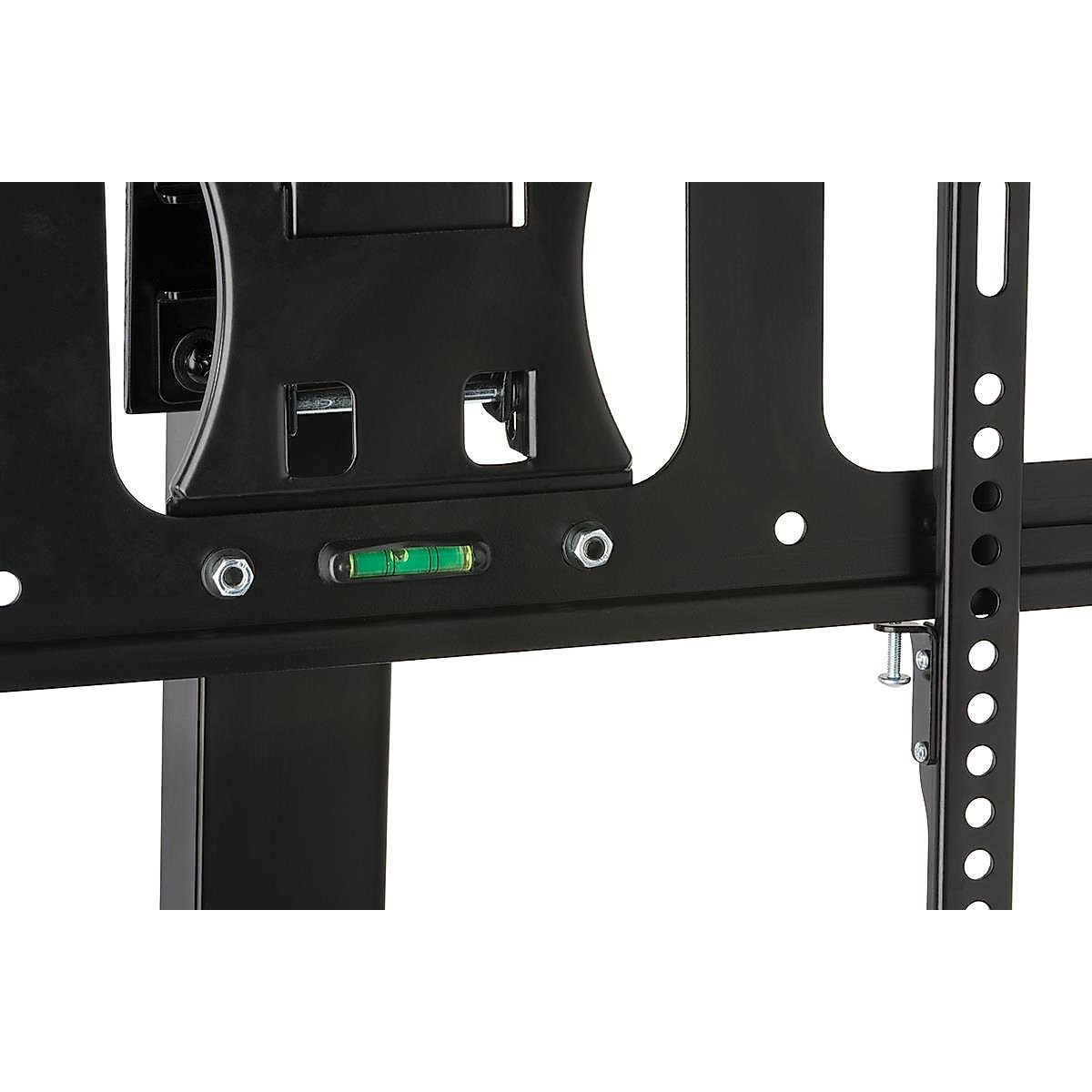 Displays2go Television Stand with Floor Mount, Steel Construction, Horizontal Orientation – Black (TVSVM3270B)