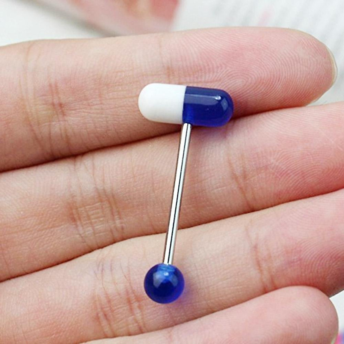 Gracefulvara 10PCS Assorted Colorful Pills Tongue Ring Piercing
