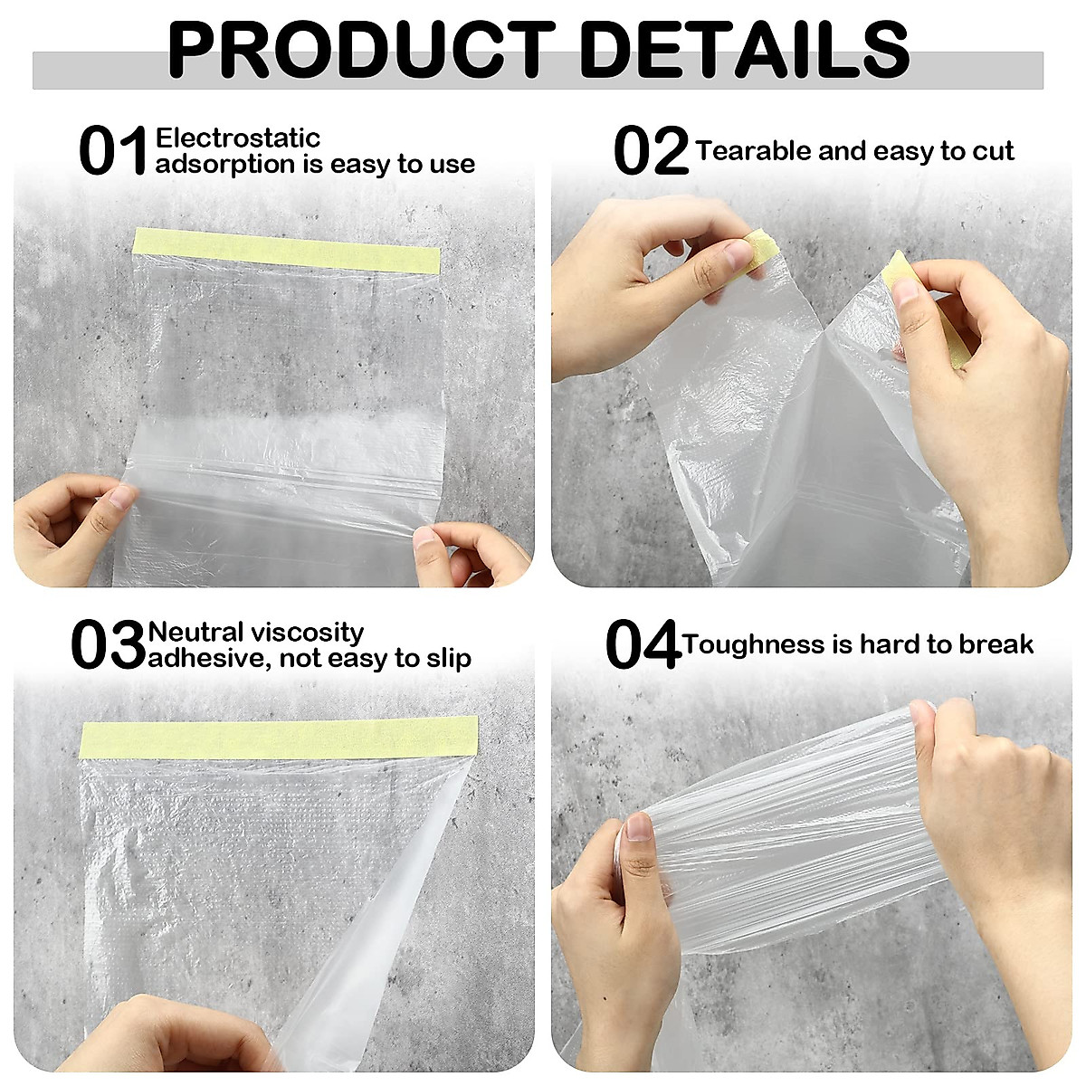 12 Rolls Assorted Plastic Sheeting Pre Taped Masking Film Clear Masking Paper for Automotive Painting Covering Painting Supplies, 3 Multi Sizes x 66 Feet/roll