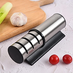 Manual Knife Sharpeners 15 and 20-Degree for Serrated and Straight Knives Diamond Abrasives, 3-Stage