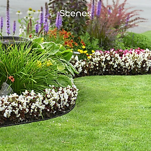 GROWNEER 4 in Tall, 33FT No-Dig Landscape Edging Plastic Landscape Edging Kit with 30 Spikes, 1PC Hammer, Garden Edging Border, Landscape Edging for Garden, Flower Beds, and Lawn (Black)