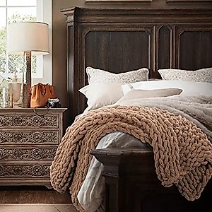 Donna Sharp Throw Blanket - Chenille Knitted Mink Contemporary Decorative Throw Blanket with Over-Sized Loop Pattern
