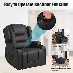 ETAGERIA Swivel Rocker Recliner Nursery Rocking Chairs 360 Degree, Manual Glider Recliner Chairs for Living Room,Upholstered Swivel Single Sofa Seat with Cup Holders, Side Pockets, Pillow, Leather