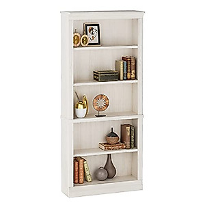 VICTONE 5-Shelf Bookcase, Wooden Standing Rack Book Storage Shelves Furniture Selection for Living Room, Bedroom, Home Office (White)